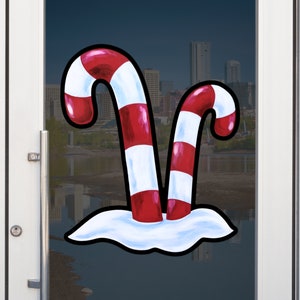 Candy Canes Vinyl Window Sticker, Christmas Window Decoration ...