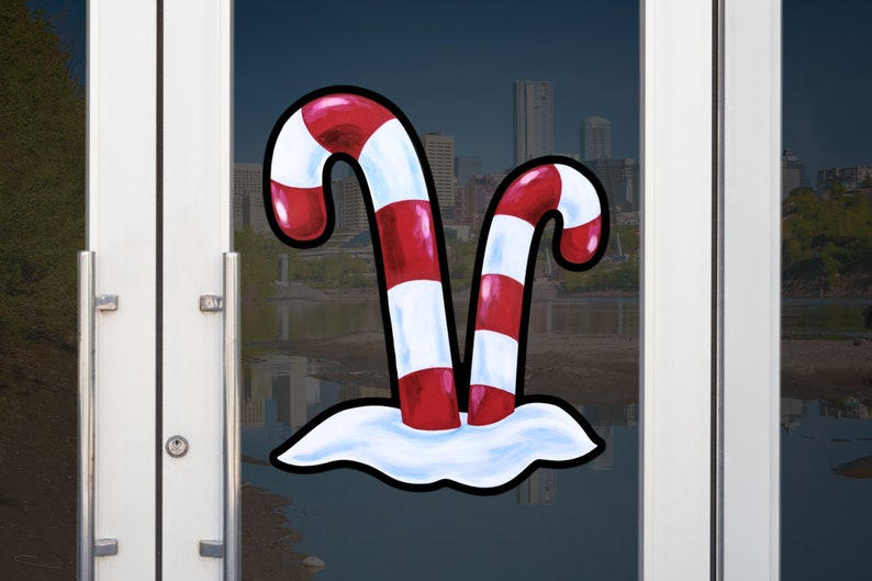 Candy Canes Vinyl Window Sticker Christmas Window Decoration | Etsy