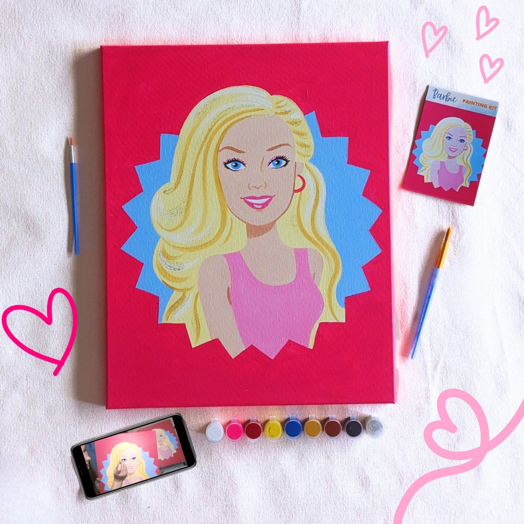 Barbie Canvas Painting Kit + Video Tutorial, Birthday Party, Painting ...