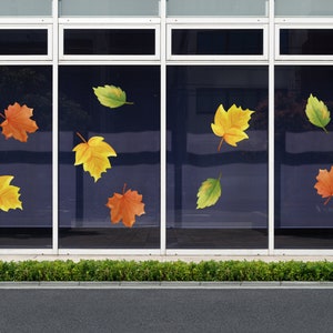 Fall Leaves Vinyl Window Stickers, Autumn Window Decoration, Restaurant ...