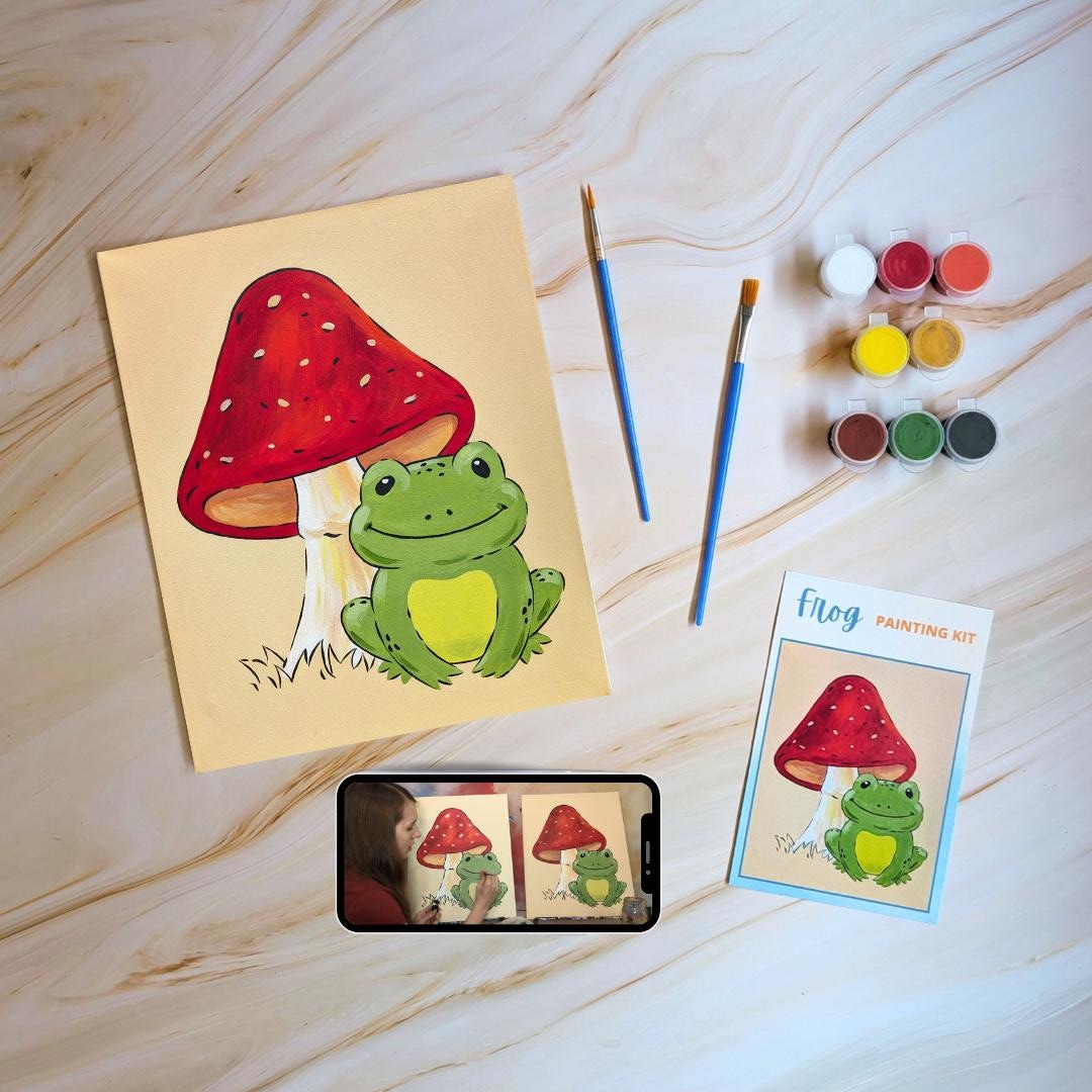 Frog Canvas Painting Kit + Video Tutorial, Birthday Party, Painting ...