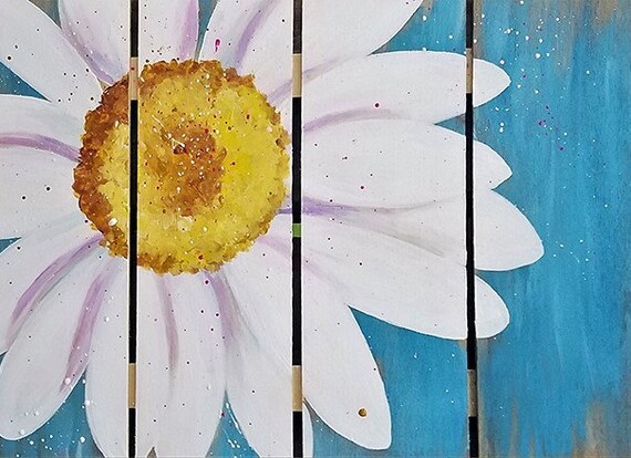 Daisy Canvas Painting Kit Video Tutorial FREE Palettes & - Etsy