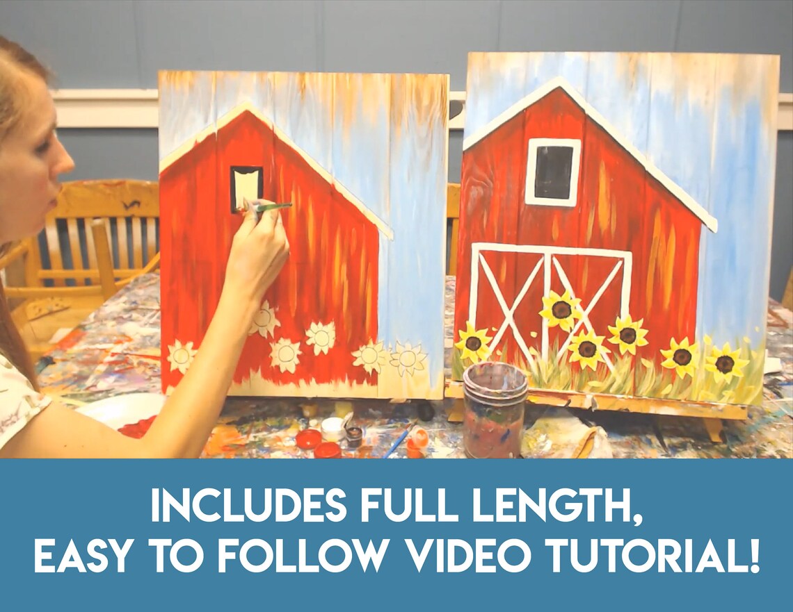 Rustic Barn Canvas Painting Kit Video Tutorial FREE - Etsy
