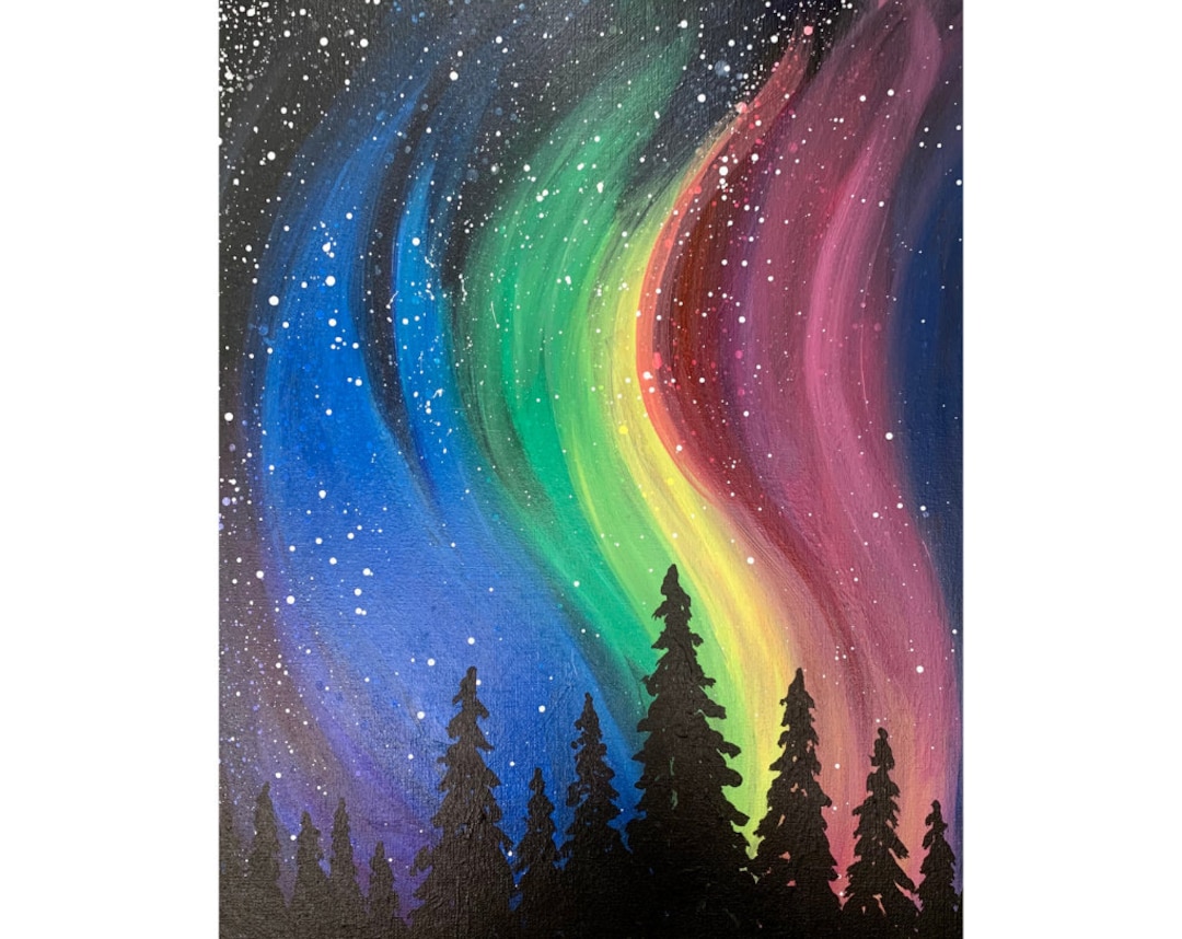 Northern Lights Canvas Painting Kit Video Tutorial, Painting Party Kit ...