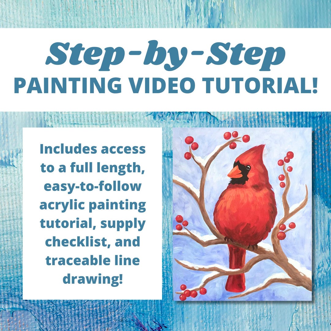Cardinal Painting Video Tutorial - Step-by-step Painting - DYI Paint ...