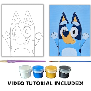 Bluey Canvas Painting Kit + Video Tutorial, Painting Party Kit, DIY ...