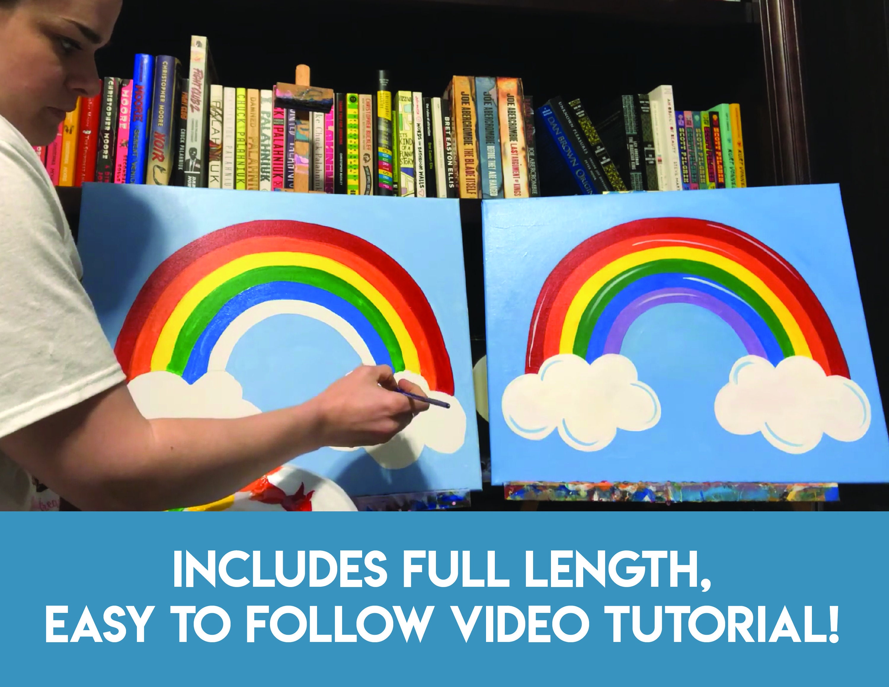 Rainbow Canvas Painting Kit Video Tutorial FREE Palettes & - Etsy