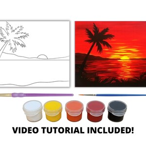 Sunset Canvas Painting Kit + Video Tutorial, Painting Party Kit, DIY ...