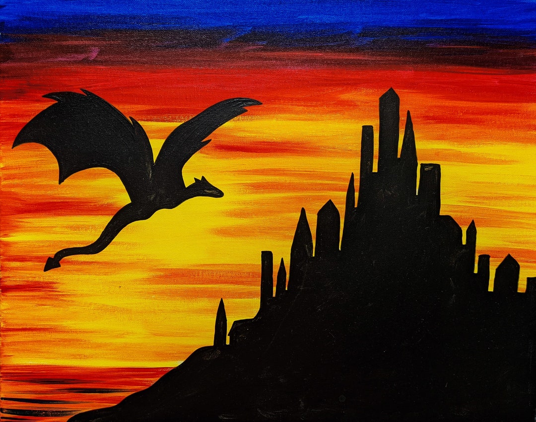 Dragon Canvas Painting Kit Video Tutorial FREE Palettes & - Etsy