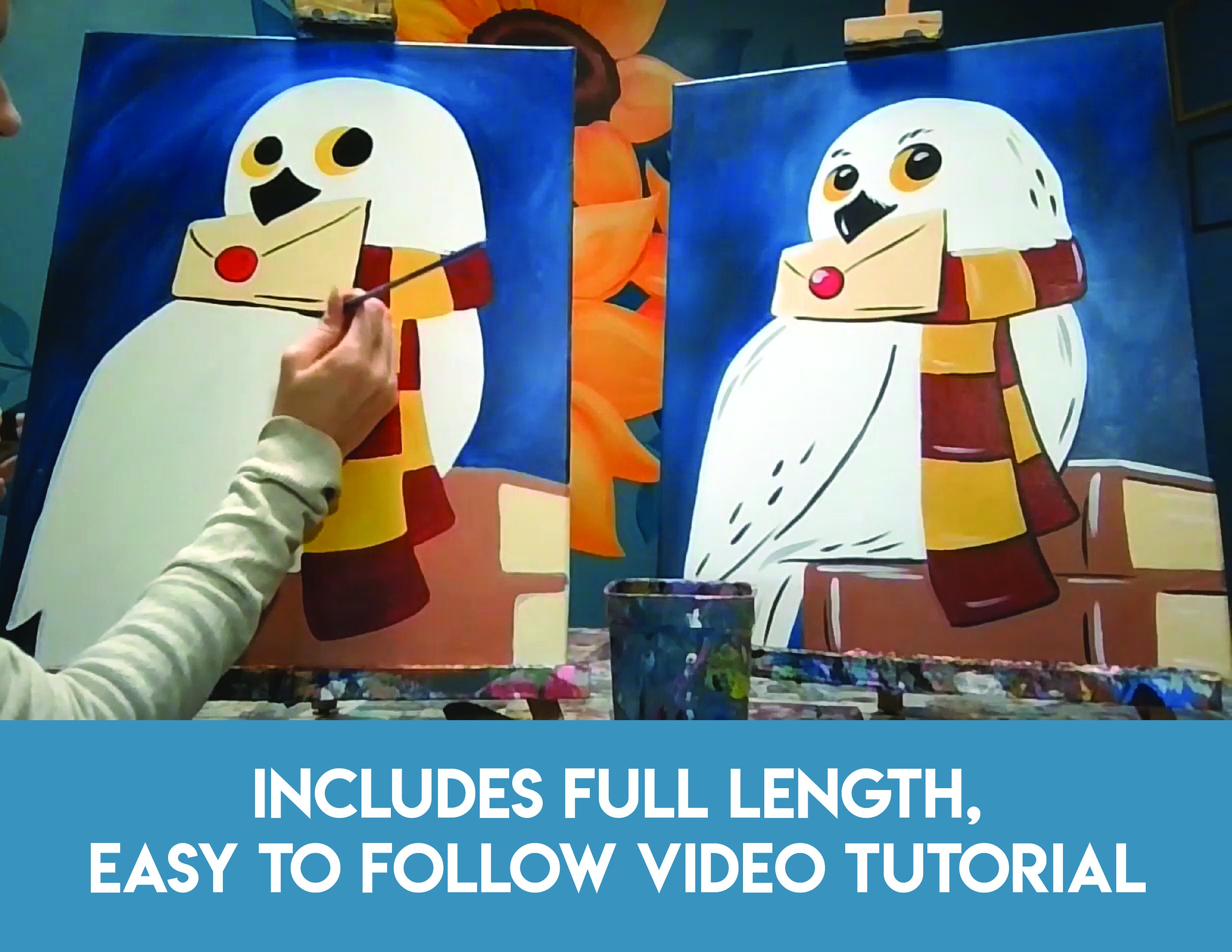 Hedwig Canvas Painting Kit Video Tutorial FREE Palettes & - Etsy