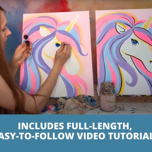 Unicorn Canvas Painting Kit + Video Tutorial, Painting Party Kit, DIY ...