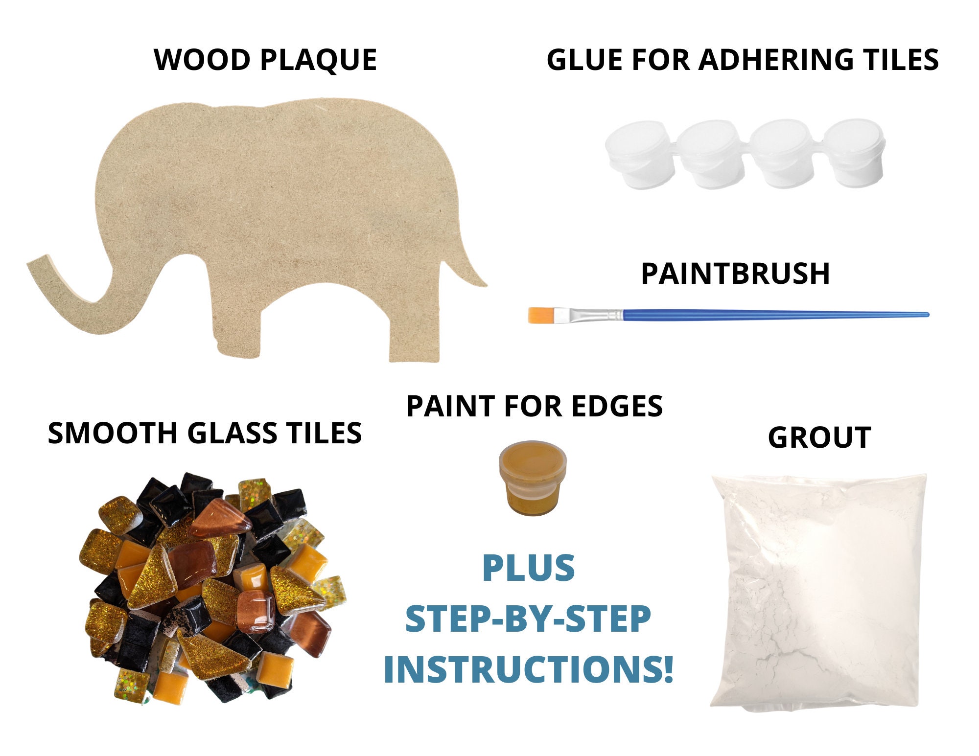 Elephant Mosaic Kit Craft Kit DIY Kit for Adults Craft Kit - Etsy