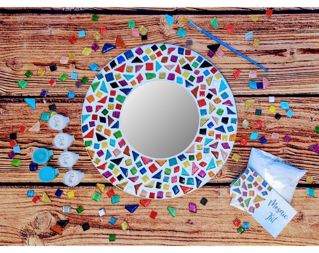 10" Circle Mosaic Mirror Kit, Round Mirror Project, Craft Kit, DIY Kit ...