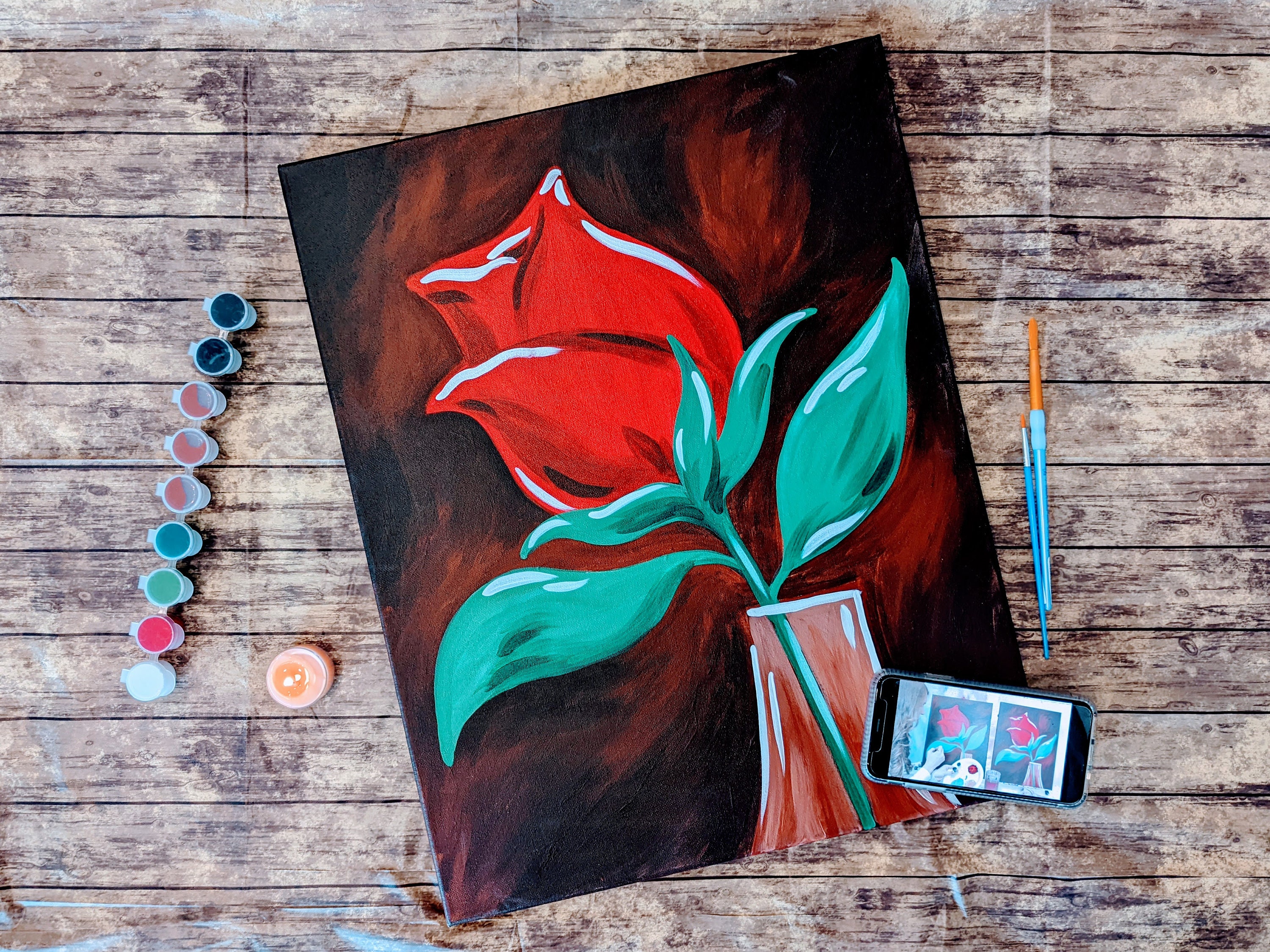 Rose Canvas Canvas Painting Kit Video Tutorial FREE - Etsy