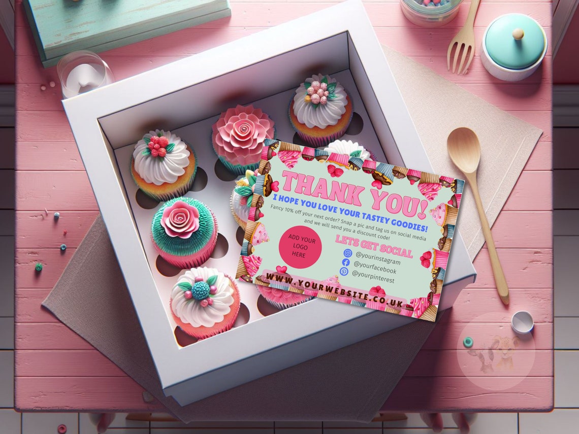 Cake Thank You Card Cake Thank You Leaflets Cake Care Card Bakery Card Cake Business Packaging ...