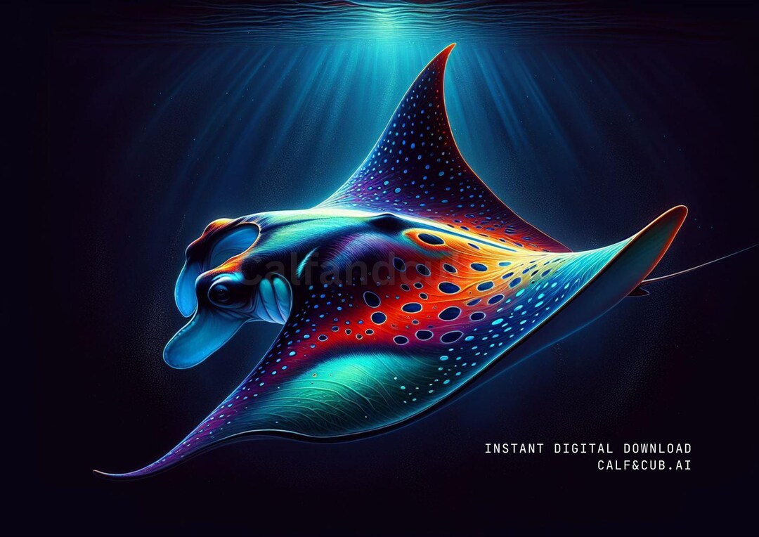 Manta Ray Print, Ocean Life Wall Art (digital Download) - Etsy