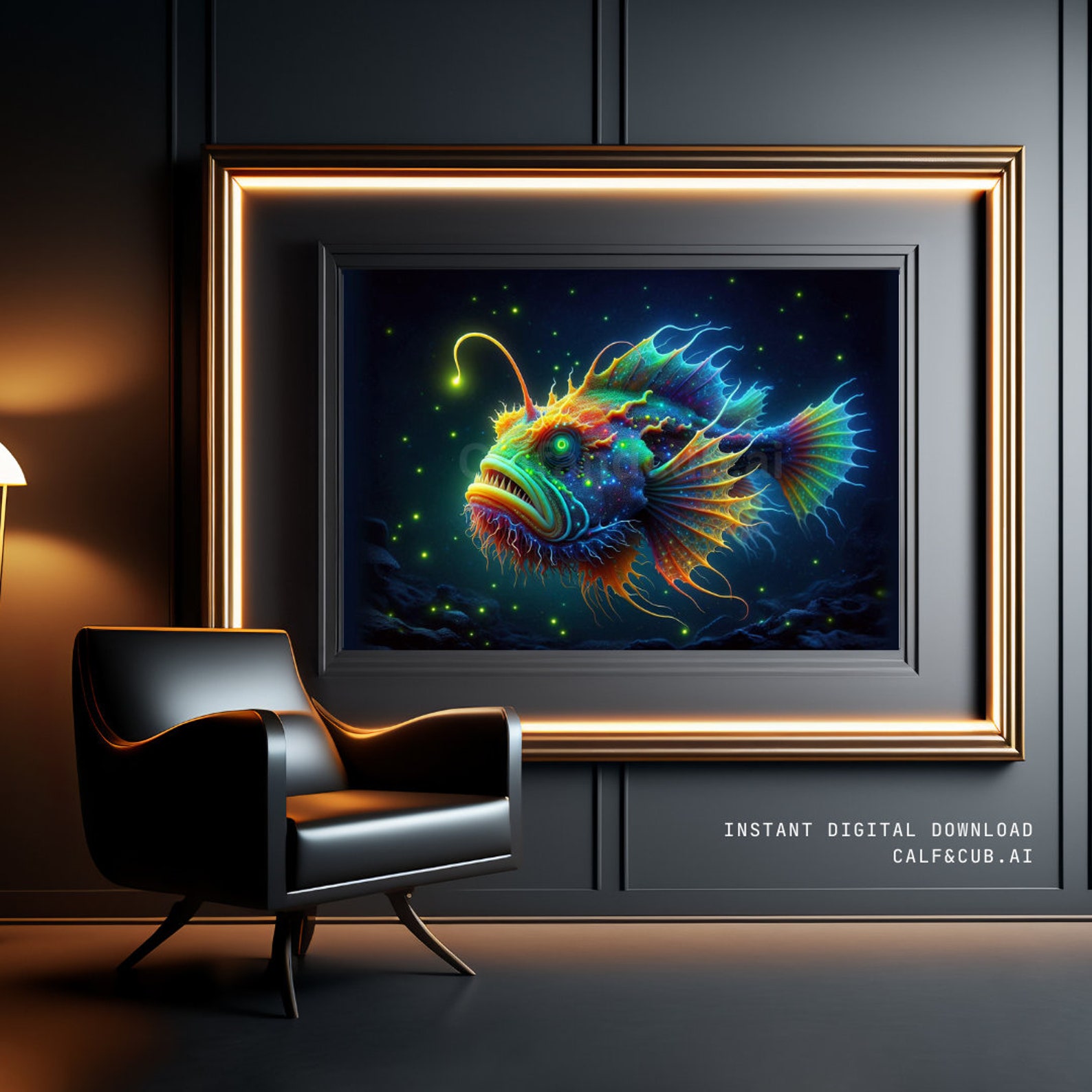 Angler Fish Print Wall Art Angler Fish Ocean Life Printable Anglerfish ...