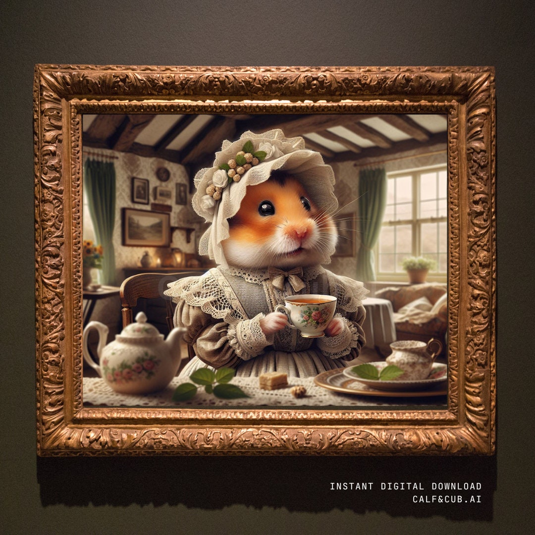 Victorian Hamster Print Set Hamster Art Funny Animal Picture Hamster ...