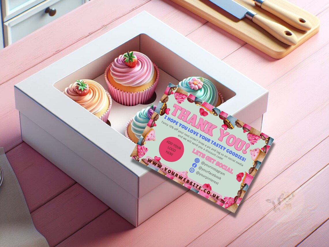 Cake Thank You Card Cake Thank You Leaflets Cake Care Card Bakery Card ...