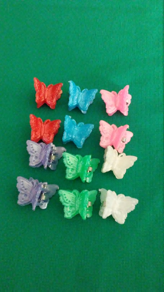 Butterfly clips, 12 pc set,90s butterfly clips, white… - Gem