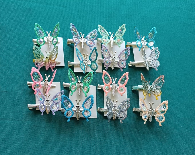 Butterfly Clips,moving Wings 90's 1 Pair,butterfly Clips,vintage ...