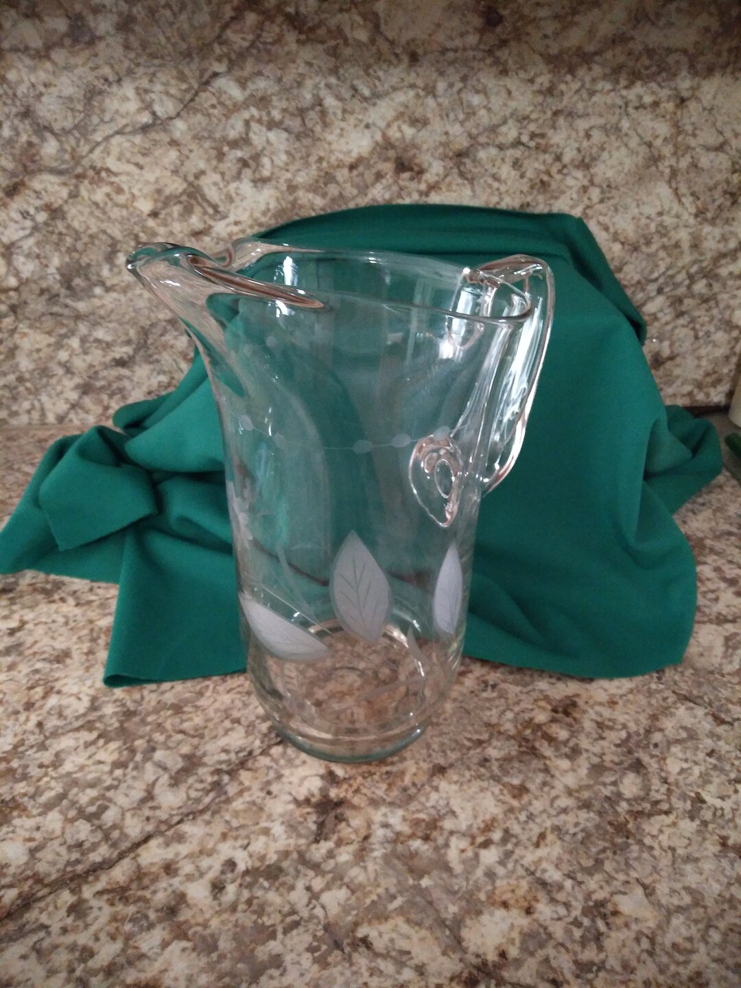 Glass Pitcher, Laser Etched Glass Pitcher,vintage Crystal Pitcher,bo-ho ...