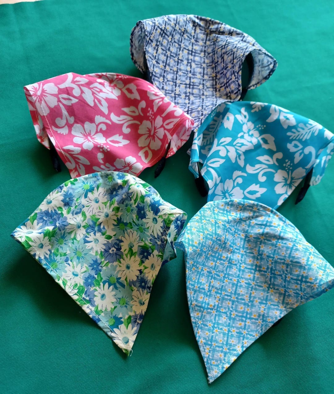 Set of 5 Headbands With Triangle Scarf, Rockabilly Head Scarf, Head ...