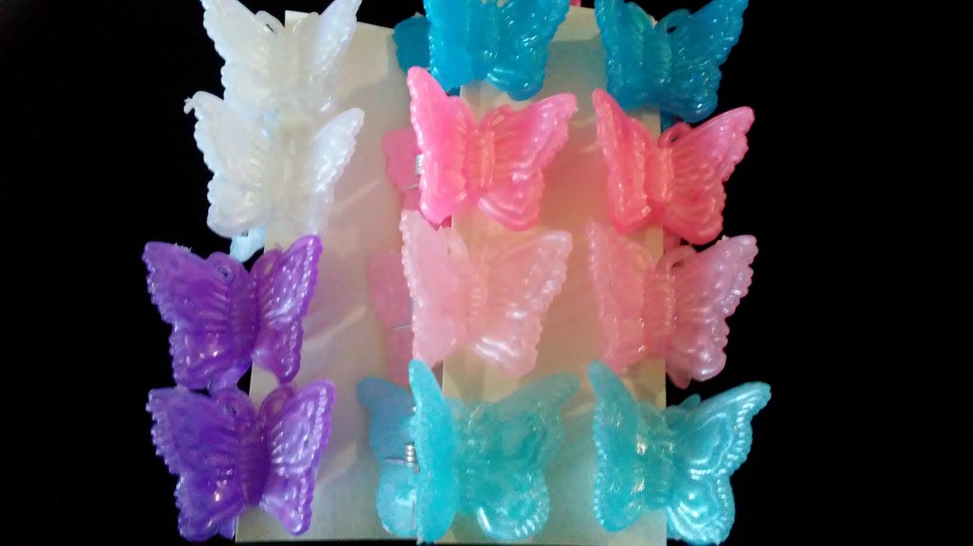 90s Butterfly Hair Clips, 12 Pc Set, Multi-color Spring Accessory, Boho ...