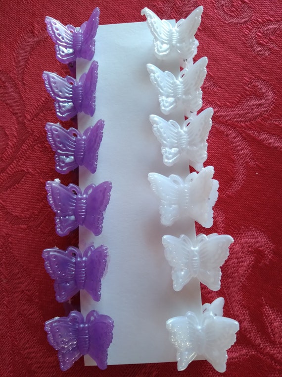 Butterfly clips, 12 pc set,90s butterfly clips, white… - Gem