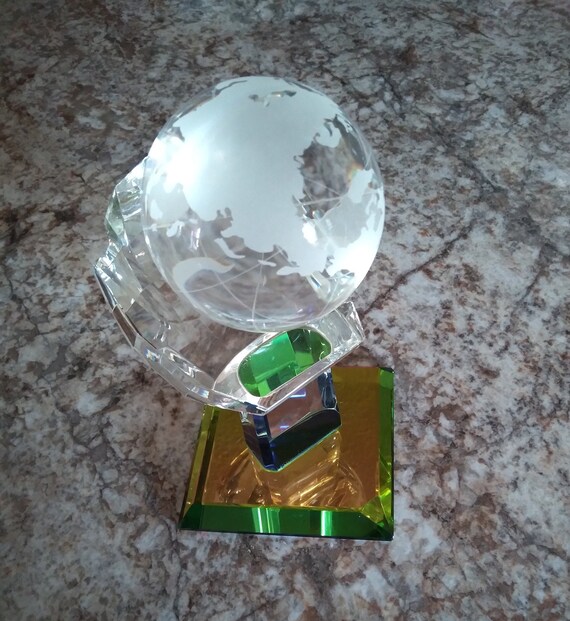 Magnetic Crystal World Globe on Stand 90s Spinning World | Etsy