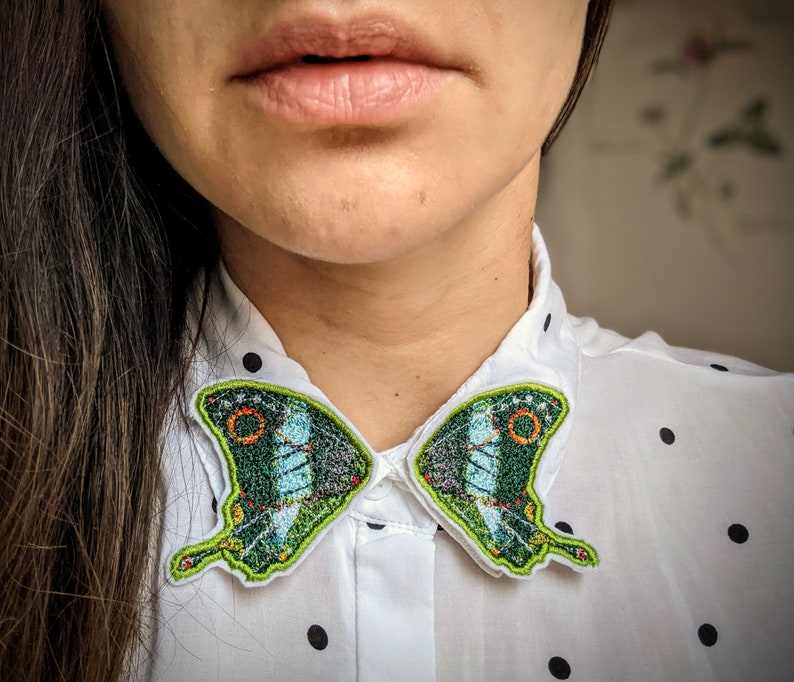 Butterfly Collar Patch Greencollar Patch Butterfly Tie - Etsy
