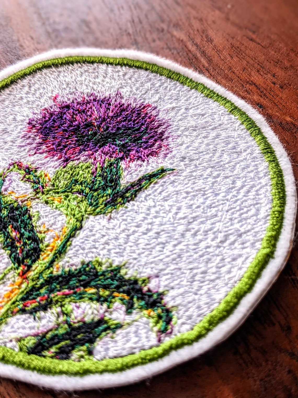 The Thistle Embroidered Art Patch Scottish Thistle Botanical - Etsy