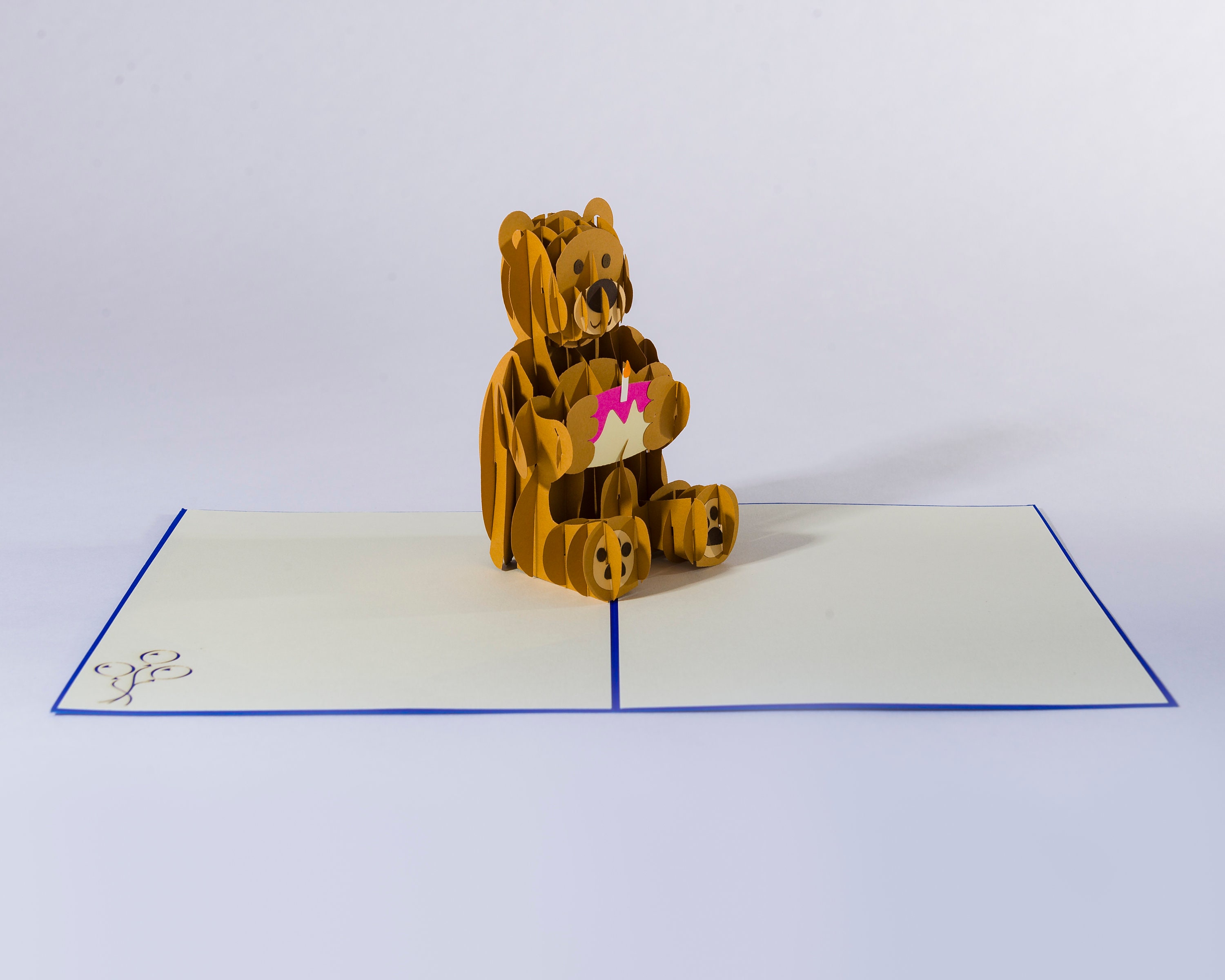 Blue Happy Birthday Bear 3D Pop up A5 Card. Blue Card With - Etsy UK