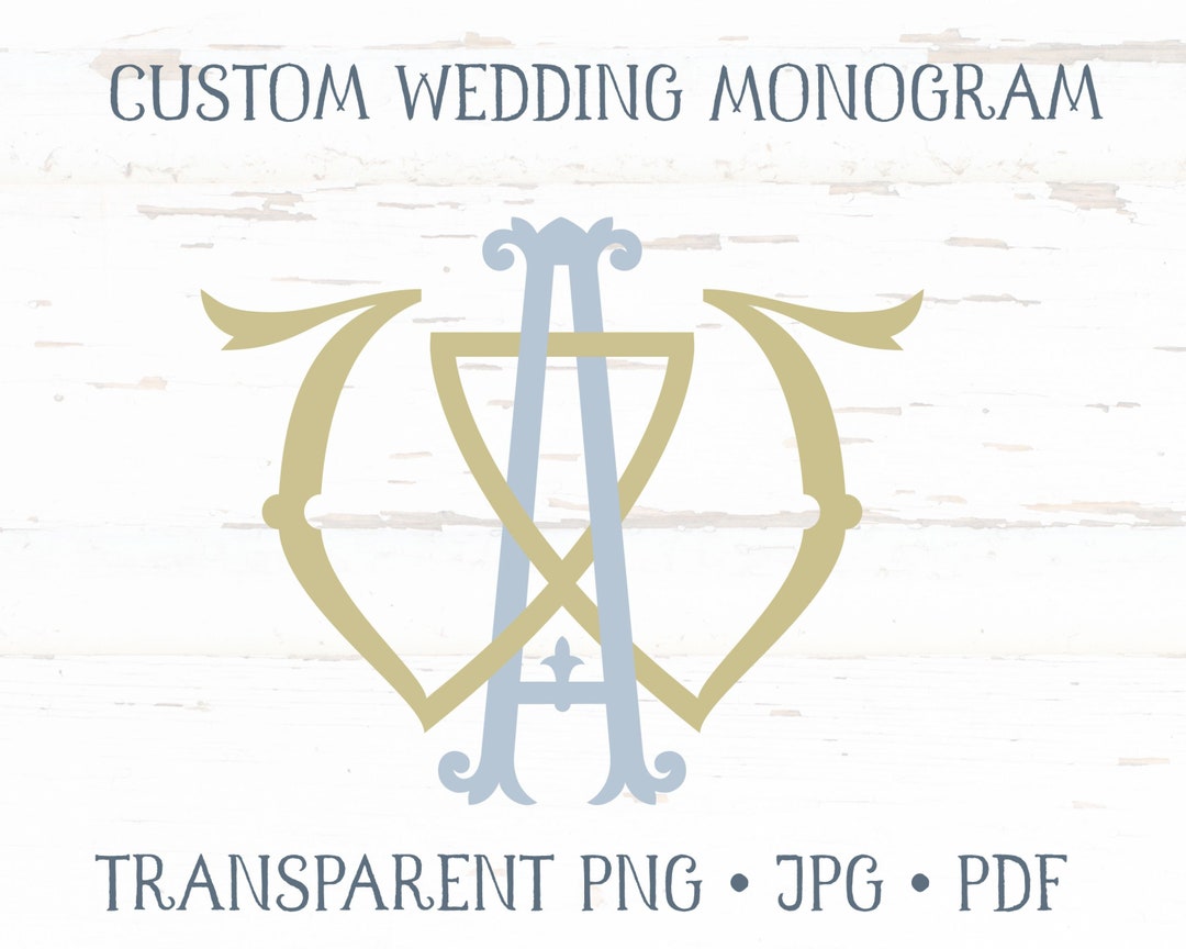 Custom Wedding Monogram, Interlocking Monogram, Wedding Monogram, Two ...