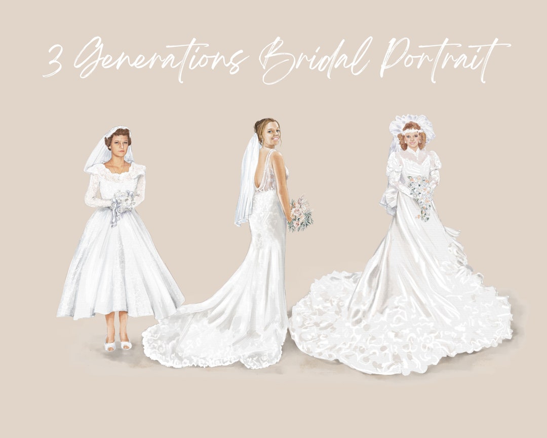 Custom Generational Wedding Portrait | Personalized Wedding Gift for ...