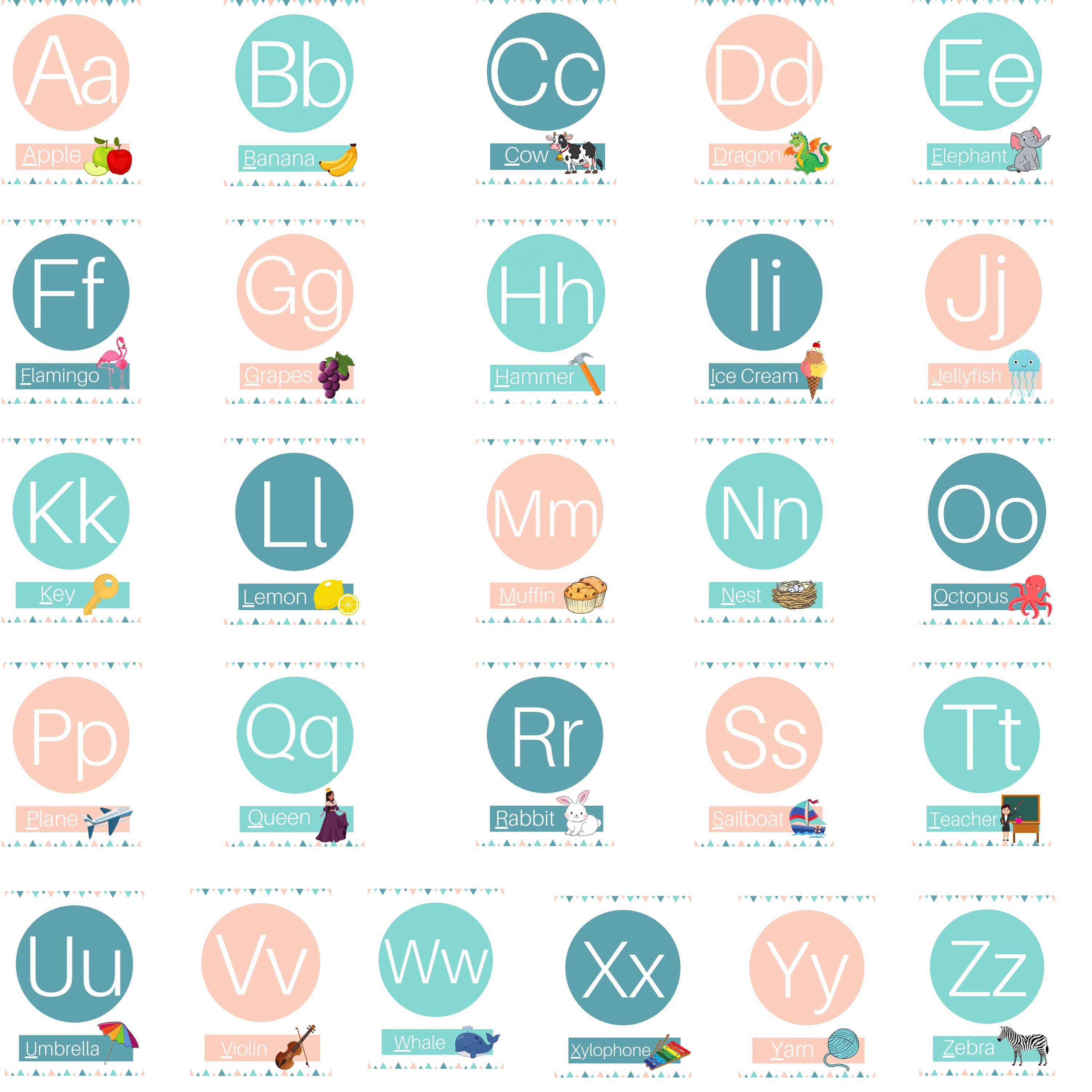 Calm Colours Alphabet Classroom Decor for Elementary Teachers DOUBLE ...