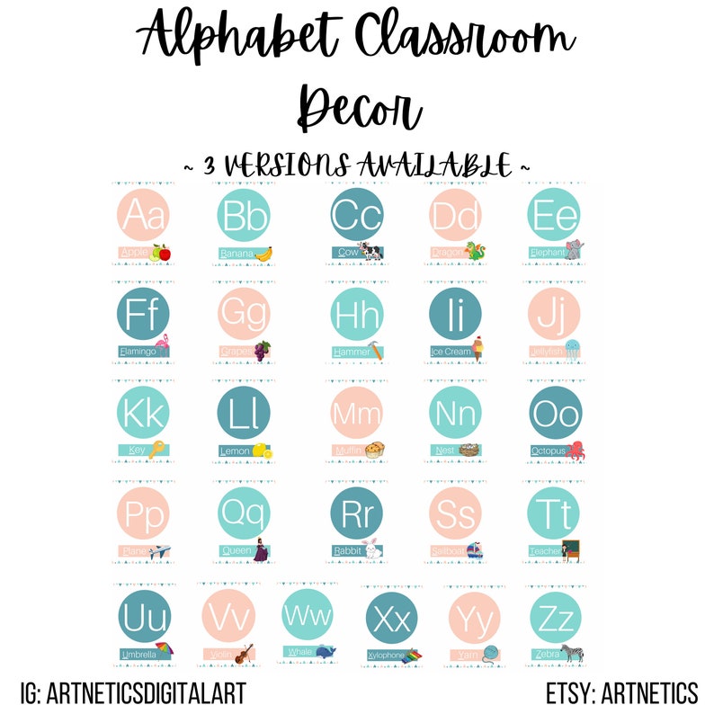 Calm Colours Alphabet Classroom Decor for Elementary Teachers - Etsy