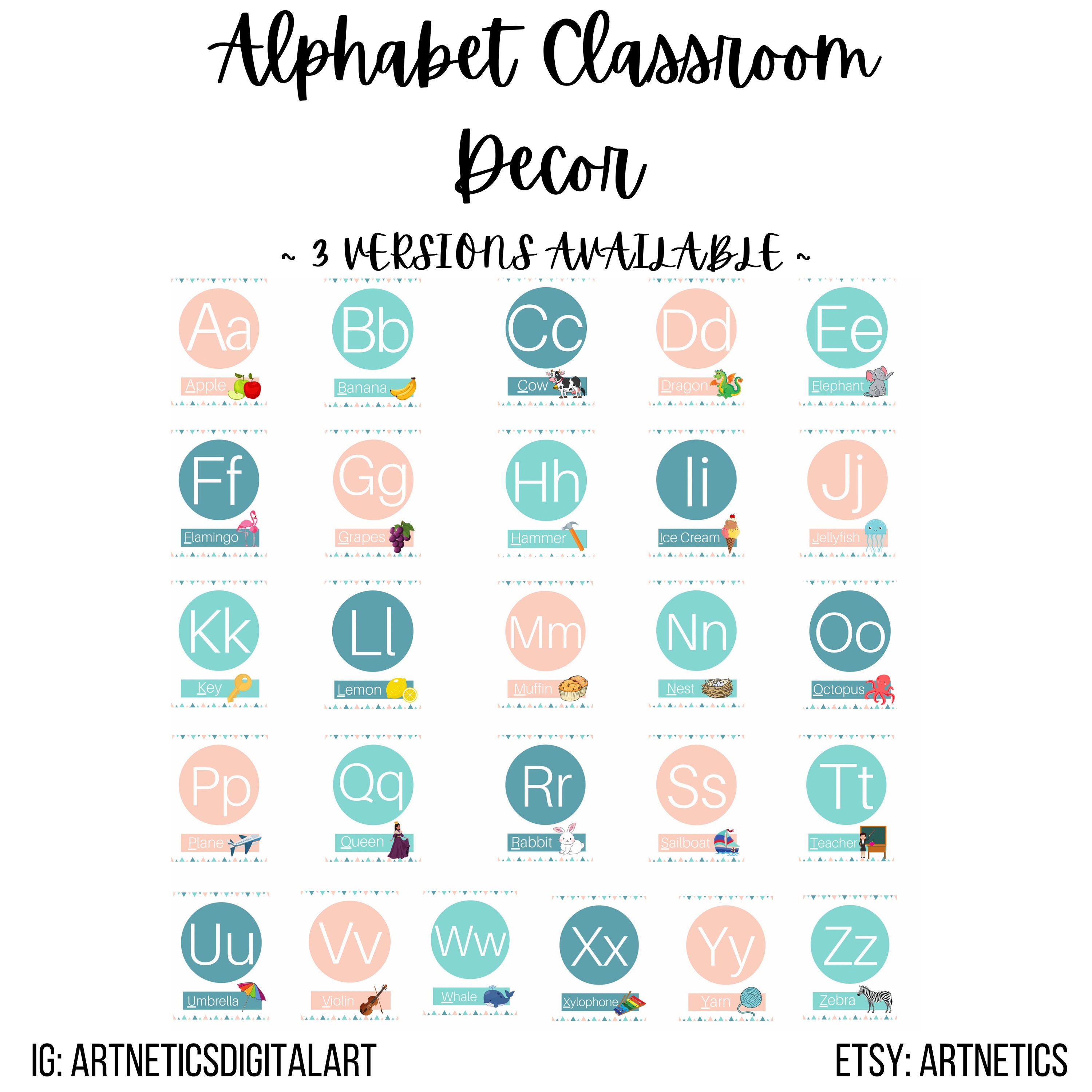 Calm Colours Alphabet Classroom Decor for Elementary Teachers DOUBLE ...