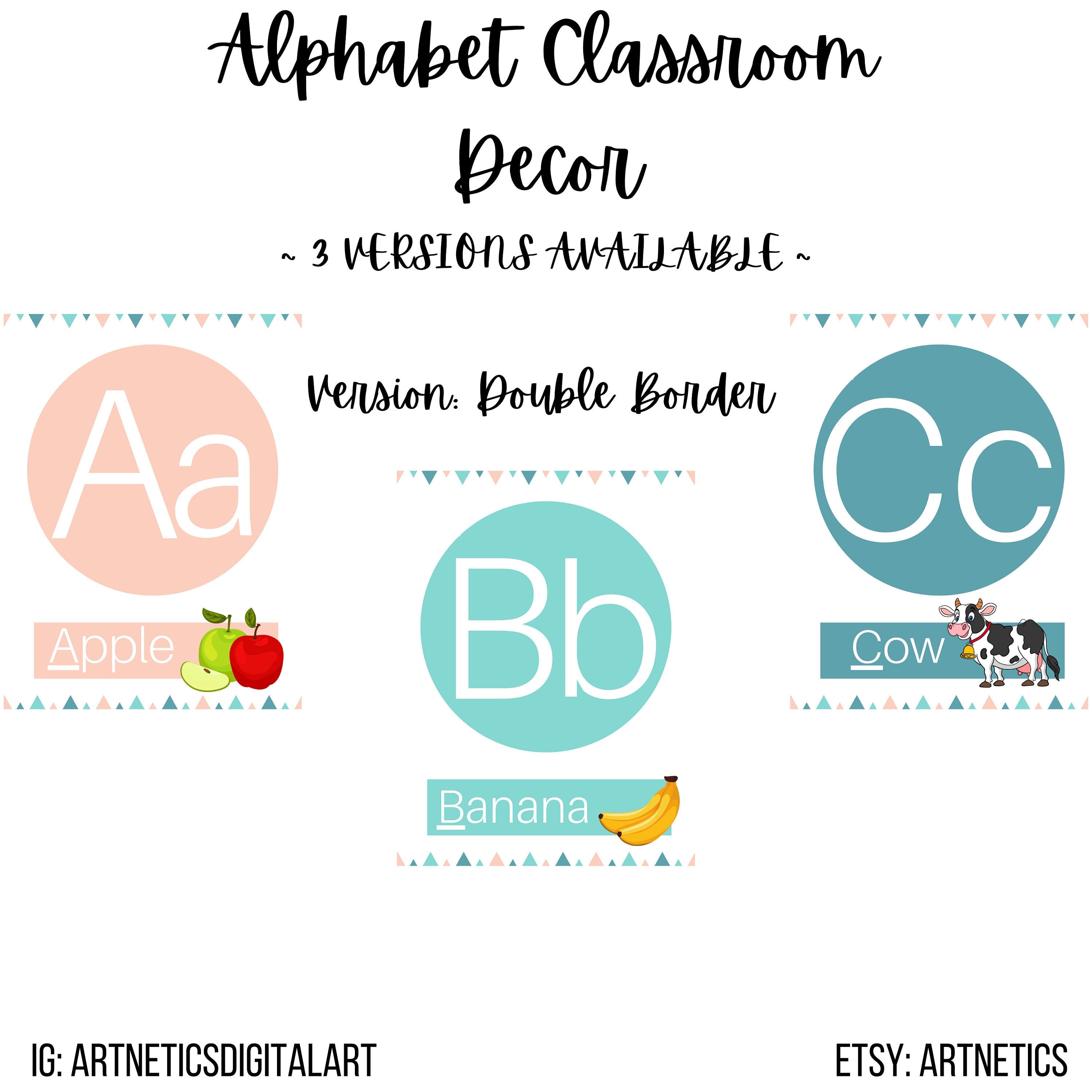 Calm Colours Alphabet Classroom Decor for Elementary Teachers DOUBLE ...