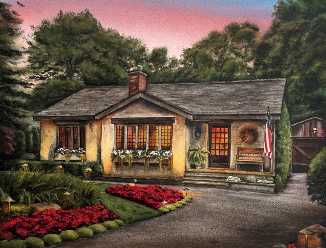 Custom Home Painting | Watercolor Home Portrait | Realtor Closing Gift ...