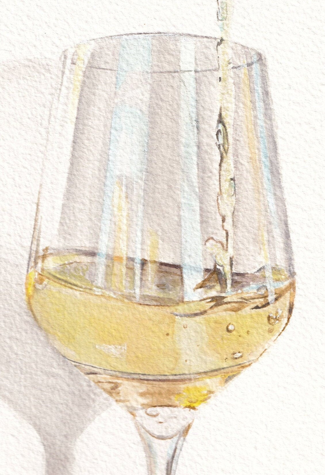 Glass of White Wine Watercolor Print Watercolor Original - Etsy Canada