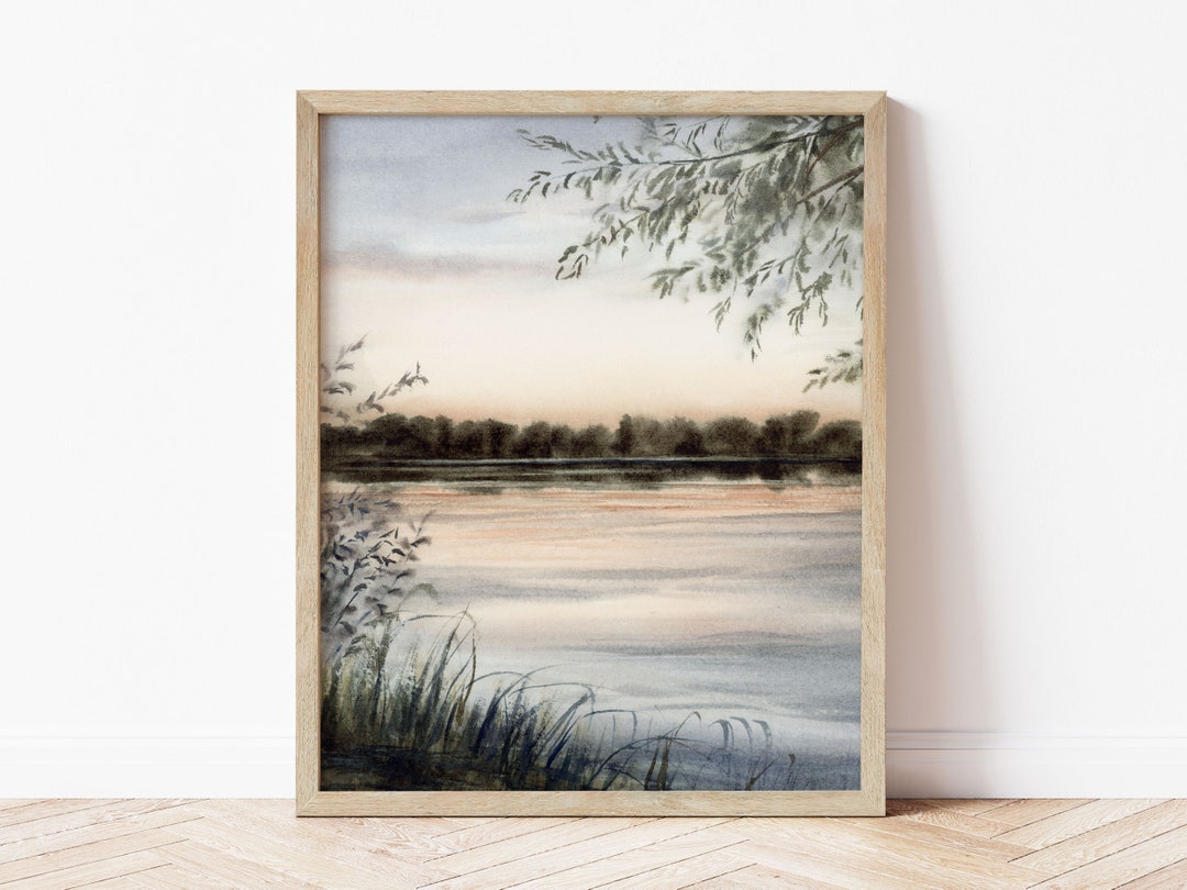Lakeshore Art Print | Wall Decor | Lake Painting | Watercolor Giclee ...