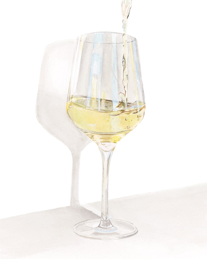 Glass of White Wine Watercolor Print Watercolor Original - Etsy Canada
