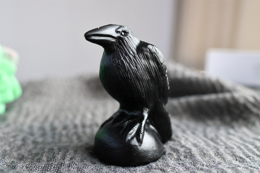 2.6inch Natural Obsidian Crow,crystal Skull ,crow Carving,crystal ...