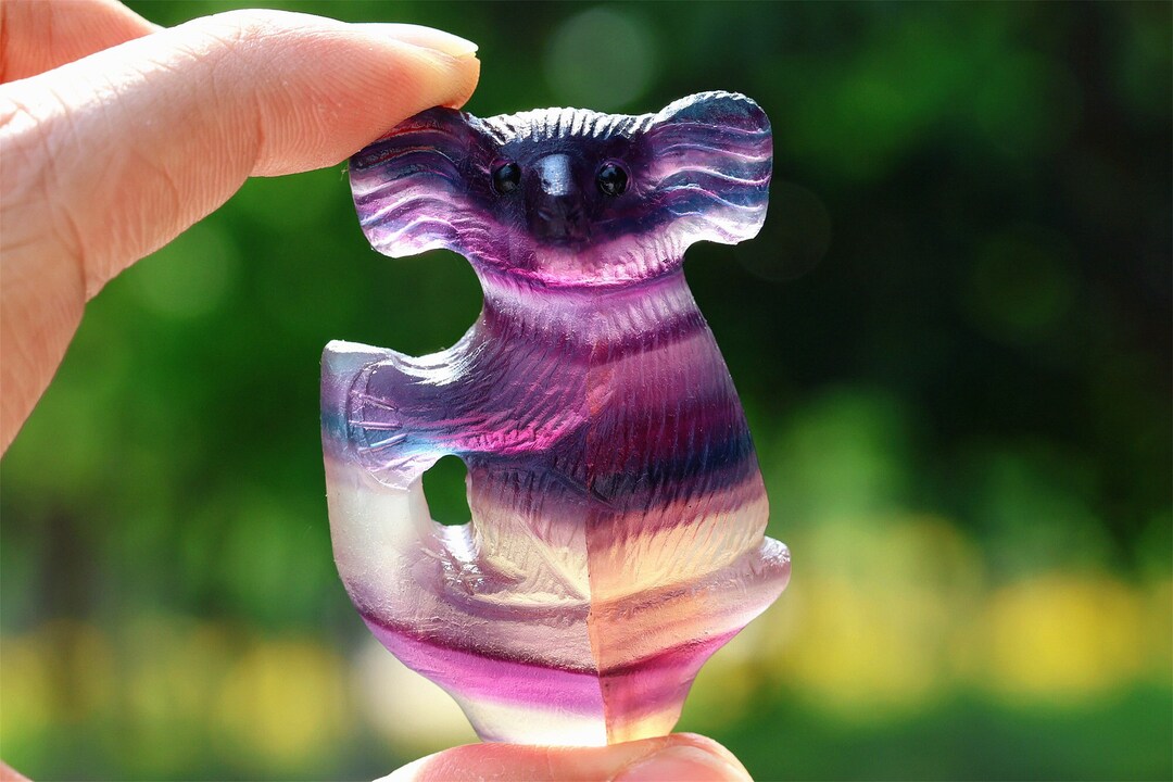 2.5inch Natural Fluorite Carved Koala,crystal Koala Carving,crystal ...