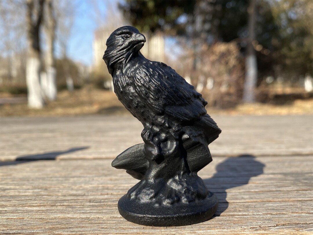 2.4'' Natural Carved Obsidian Bald Eagle, Crystal Carving, Crystal Birdcrystal Skull, Home Decor ...