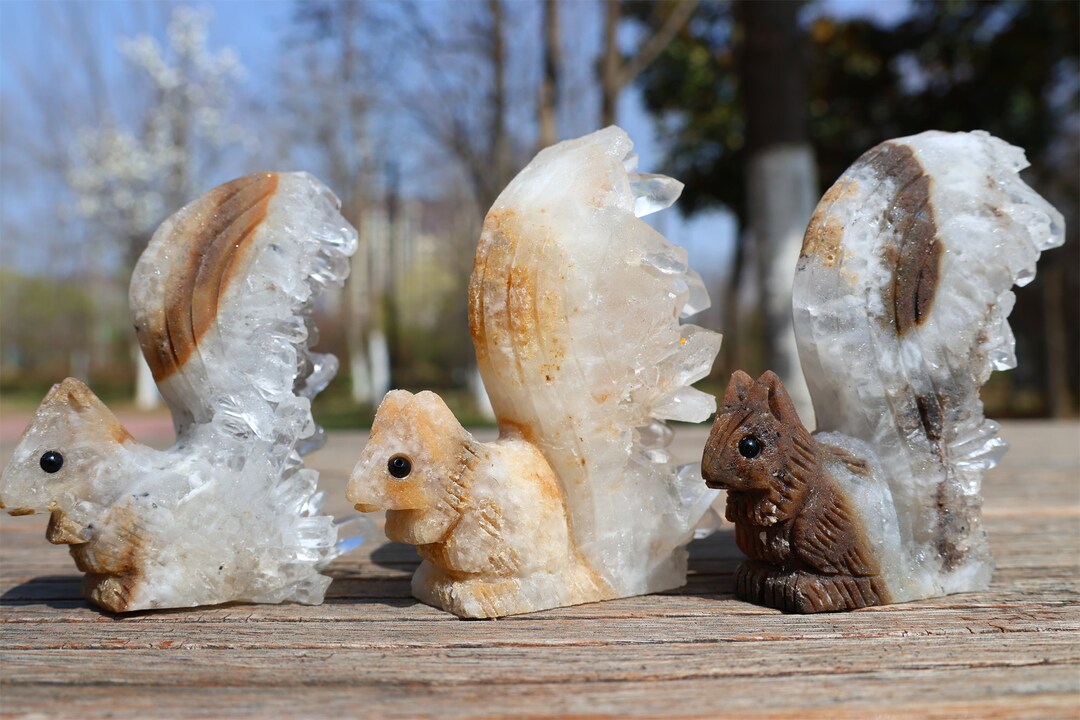 2.8 Natural Cluster Squirrel,crystal Carving Squirrel,crystal Specimen ...