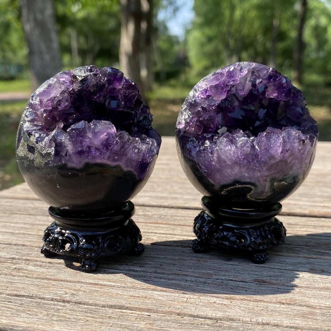 50mm+ Natural Purple Geode Ball, Quartz Crysatl Sphere, Purple Geode ...
