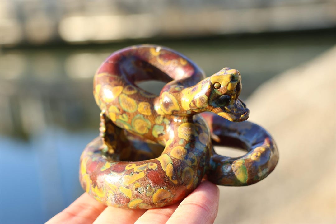2.9inch Natural Azo Stone Carved Snake, Crystal Skull, Snake Carving ...