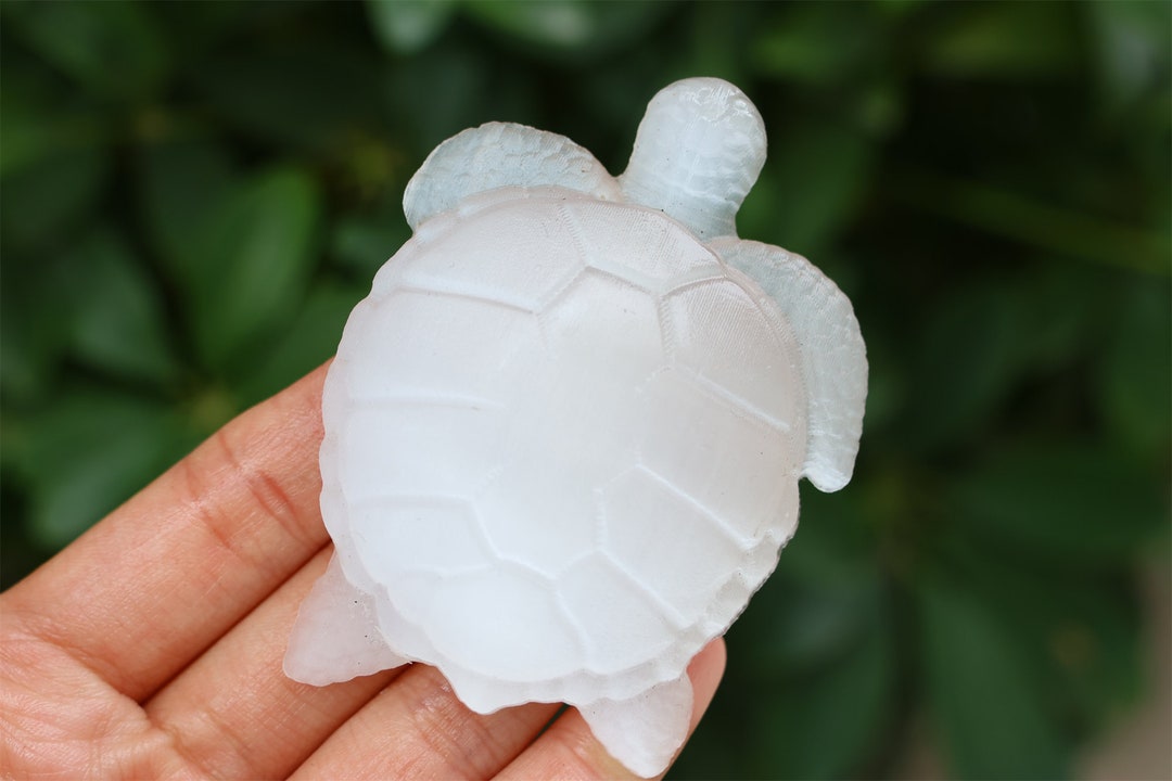 3.1'' Natural Selenite Carved Sea Turtle, Crystal Sea Turtle, Creative ...
